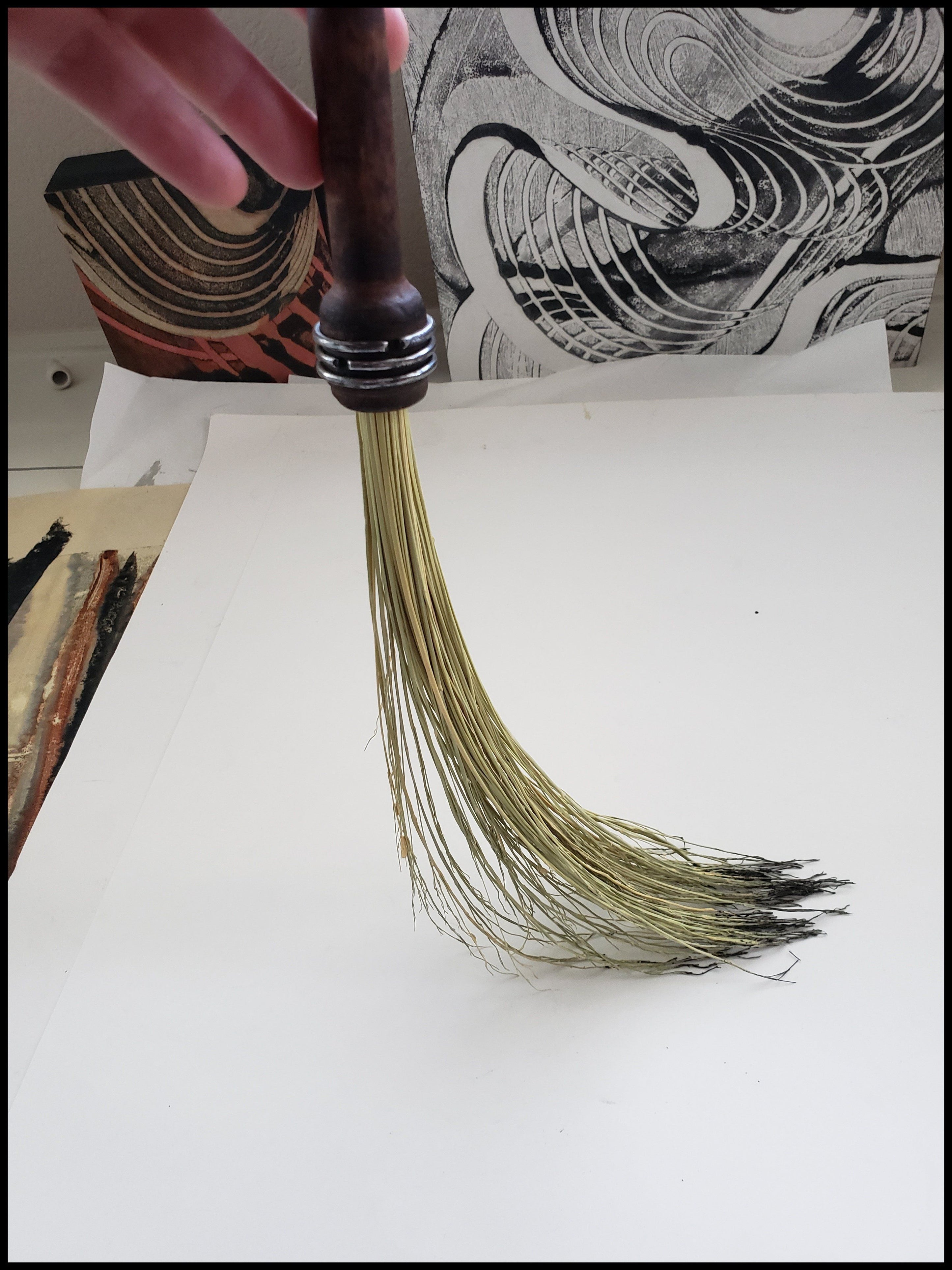 Corn Fiber Paint Brush with Vintage Quill Bobbin Spool Handle ...