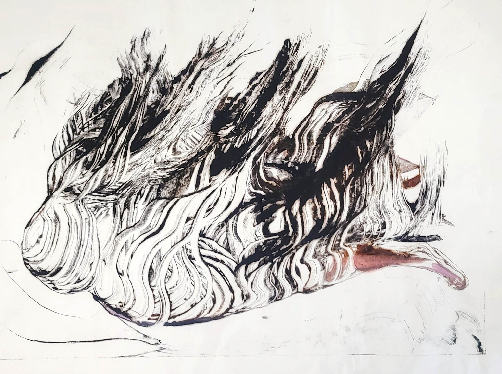 Encaustic Monotypes Original "Hanging In Air" 30"X22" – Elizabeth Schowachert Art