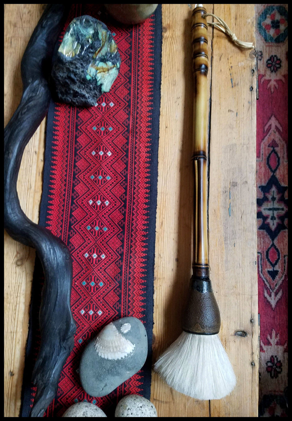 Handmade Paint Brush 2.5 inch White Goat Hair Bristles, on an 19 inch ...